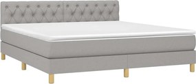 Box spring postel s matrací a LED světle šedá 160x200 cm textil 3133965