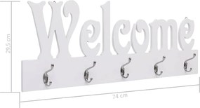 Nástěnný věšák WELCOME bílý 74 x 29,5 cm 284247