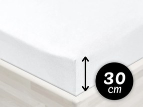 Jersey napínací prostěradlo na vysokou matraci JR-031 Bílé 160 x 200 - výška 30 cm