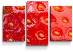 Sablio Obraz - 3-dílný Detail jahody - 75x50 cm