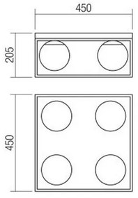 Redo 01-3055 - Stropní svítidlo ZODIAC 4xE14/28W/230V