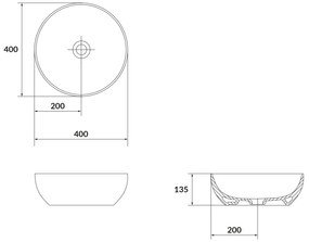 Cersanit Larga, kulaté umyvadlo na desku 40x40 cm, bílá matná, K677-018