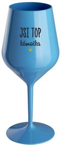 JSI TOP KÁMOŠKA - modrá nerozbitná sklenice na víno 470 ml