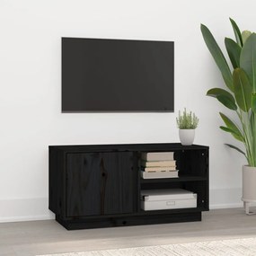 TV skříňka černá 80x35x40,5 cm masivní borové dřevo - Default Title