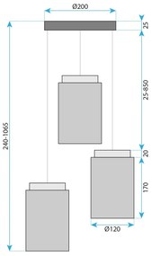 Toolight Toolight, závěsné svítidlo 3xE27, APP1811-3CPR, šedá matná-černá, OSW-00661