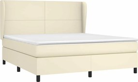 Box spring postel s matrací krémová 160x200 cm umělá kůže 3128921