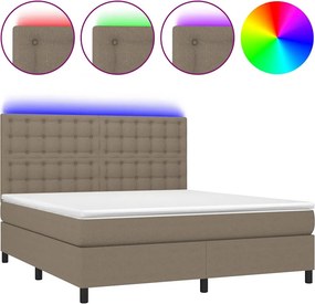 Box spring postel s matrací a LED taupe 180x200 cm textil 3135217