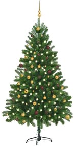 Umělý vánoční stromek s LED a sadou koulí 210 cm zelený,  3077556 HangarStore.cz