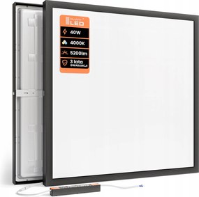 Stropní Svítidlo Stropní Svítidlo Led Panel Nástěnný Čtverec 60 x 60 cm 5200 lm 40 W Bk