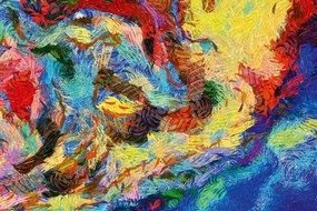 DIMEX | Samolepicí vliesová fototapeta na zeď Abstraktní pozadí MA-5-2028 | 375 x 250 cm | modrá, červená, žlutá