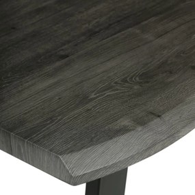 Stůl jídelní, MDF deska, kovová nohy ve tvaru U, dekor šedý dub, černý matný lak (180 x 90) cm