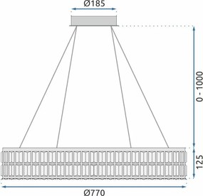 Toolight Toolight, LED stropní svítidlo 80cm + dálkový ovladač, APP1569-CP, zlatá, OSW-06988
