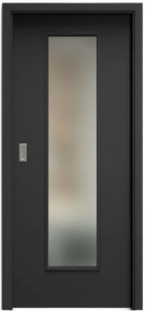 SAPELI ELEGANT KOMFORT M55 - CPL LAMINÁT - POSUVNÉ DVEŘE VČ. ZÁRUBNĚ - Černá grafit Průchozí šířka (cm): 60, Průchozí výška (cm): 197, Typ skla: Satináto bílé