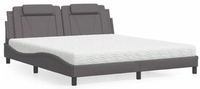 Postel Viana s matrací šedá 180 x 200 cm umělá kůže 3208813