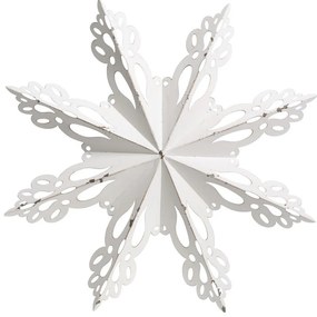 Bílá antik kovová nástěnná dekorace sněhová vločka Snowflake - 53*6 cm
