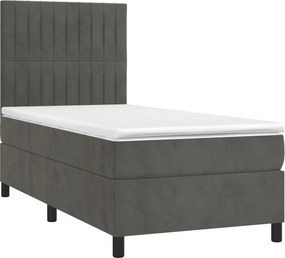 Box spring postel s matrací a LED tmavě šedá 80 x 200 cm samet 3136210