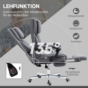 Kancelářská židle Vinsetto s 5 masážními režimy ergonomická kancelářská židle s funkcí polohování výškově nastavitelná podnožka vzhled lnu šedá