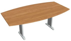 Stůl jednací sud 200 cm - Hobis Flex FJ 200 Dekor stolové desky: olše, Barva nohou: Stříbrná