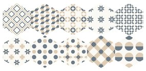 Sada 10 samolepek na podlahu Ambiance Hexagons Gotzone, 20 x 18 cm