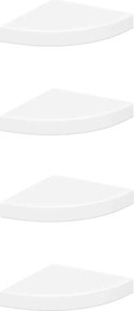 Plovoucí rohové police 4 ks bílé 25 x 25 x 3,8 cm MDF 323897