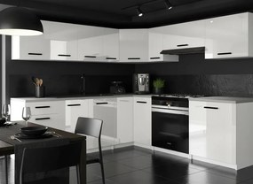 Kuchyňská linka Belini 420 cm bílý lesk s pracovní deskou Uniqaplus  INF UNIQAPLUS/4/WT/W/0/B1