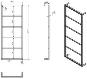 Sapho SKA nástěnný sušák ručníků 450x1150x100mm, bílá mat, SKA511