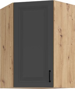 STILO gr | horní skříňka 60x60 GN-90 1F (45°) rohová s policemi | VYSOKÁ | UNI dvířka | artisan/grafit