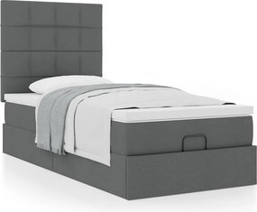 Osmanský rám postele s matrací tmavě šedá 100x200cm textil 3313134