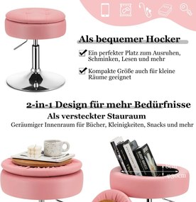 Costway Stolička na make-up s úložným prostorem otočná o 360° taburetka z umělé