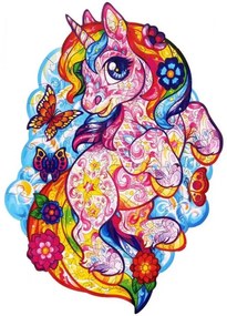 Puzzle dřevěné, barevné - Pohádkový jednorožec