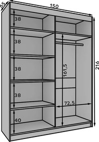 ADRK Furniture Posuvná skříň Atson 150