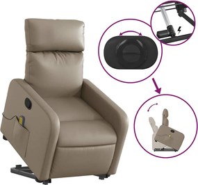 Zvedací masážní polohovací křeslo cappuccino umělá kůže 3206762