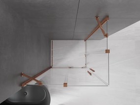 Mexen Velar Duo, sprchový kout s posuvnými dveřmi 90(dveře) x 80(dveře) cm, 8mm čiré sklo, růžové zlato profil, 871-090-080-02-60