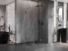Mexen Lunar-F, skládací sprchový kout pravý 100 x 100 cm, 8mm čiré sklo, grafitový profil, 836-100-100-95-00-P