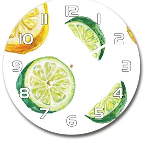 Wallmuralia Skleněné hodiny kulaté Citron a limetka fi 30 cm