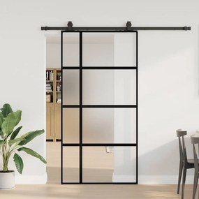 Posuvné dveře se sadou kování černé 102,5x205 cm Tvrzené sklo 3375900