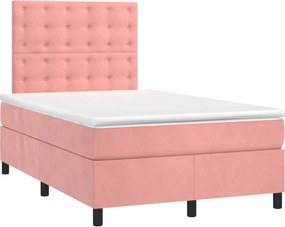 Box spring postel s matrací růžová 120 x 200 cm samet 3143258
