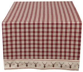 Kostkovaný běhoun na stůl s jeleny Cosy Lodge – 50x140 cm