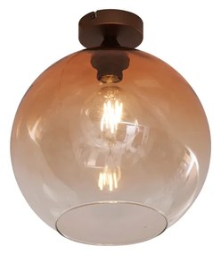 Art Deco stropní svítidlo tmavě bronzové s hnědým sklem - Sandra