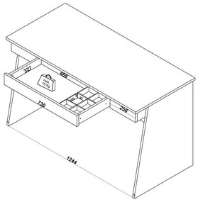 Psací stůl se zásuvkou Colin - dub kestína/šedá