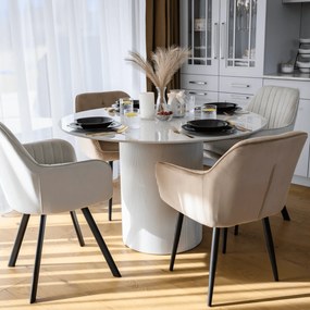 Jídelní stůl, bílý mramor/MDF, průměr 120 cm, MAHIR TYP 1