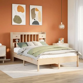 Postel s knihovnou bez matrace 135 x 190 cm masivní borovice 3322924