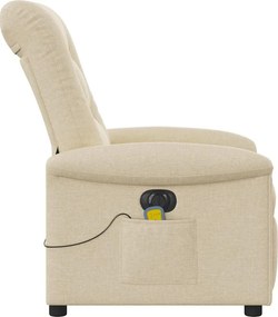 Elektrické masážní polohovací křeslo krémové textil 3303252