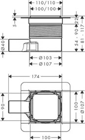 Hansgrohe RainDrain Brilliance - Podlahová vpust | 10x10 cm | matná če
