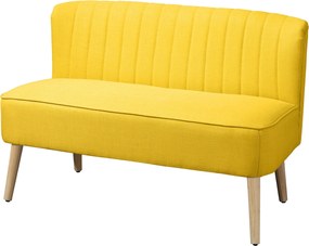HOMCOM dvoumístná pohovka bez područek s dekorativním prošíváním — čalouněná, úsporná moderní pohovka s nohami z kaučukového dřeva, 117 x 56,5 x 77 cm