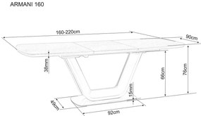 Rozkládací jídelní stůl Armando 160/240 bílý/černý