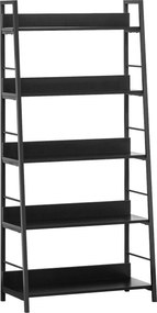 HOMCOM Knihovna v Průmyslovém Stylu - Opěrná 5 Policová 70L x 35Š x 150V cm Černá