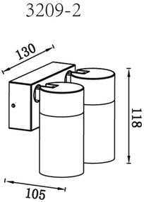 Globo 3209-2 - Nástěnné bodové svítidlo PIPER 2xGU10/35W/230V