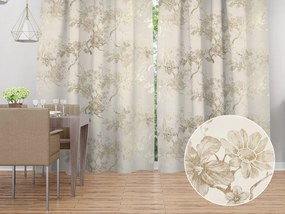 Biante Sametový závěs Isabela Flower IBL-022 Zlaté květy na smetanovém - šířka 270 cm 270x230 cm