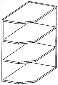 Horní rohový kuchyňský regál Karmen 30GZAK, 30 cm, šedý